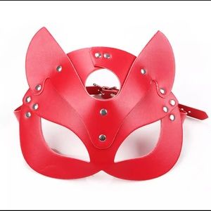 Unlisted | Accessories | Red Leather Cat Ear Masquerade Mask | Poshmark